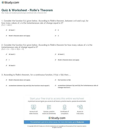 Intermediate Value Theorem Worksheet E