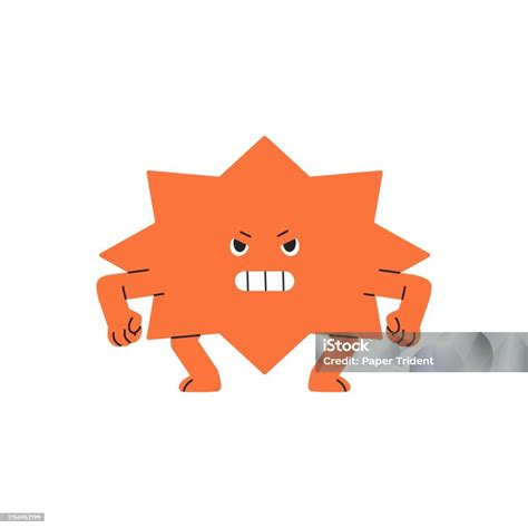 기하학적 형체가 분노에 휩싸여 주먹을 꽉 쥐었다 감정이 있는 모양의 격렬한 캐릭터 분노의 표정 화가 나고 짜증이 나고 짜증이 나는 다각형 흰색 배경에 평평한 고립 된 벡터