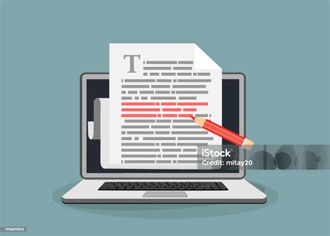 온라인 교육 창의적인 글쓰기 와 스토리 텔링 먼 학습 벡터 일러스트레이션 문서에 대한 스톡 벡터 아트 및 기타 이미지 문서