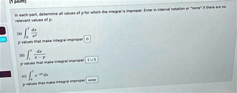 Solved 1 Point In Each Part Determine All Values Of P For Which The