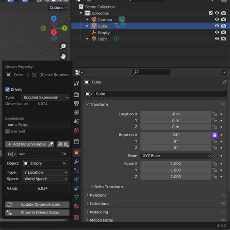 Transforms Blender Driver Not Rotating Blender Stack Exchange
