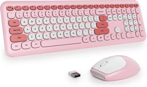 Surmen Cute Wireless Keyboard And Mouse Combo Pink Wireless Keyboard With Silent