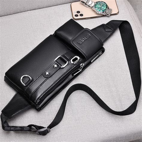 Badu Bg Мъжка кожена чанта с няколко отделения за кръста Badu Bg