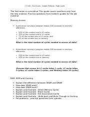 FinalExam Study Guide Docx CS Final Exam Sample Problems Study Guide The Final Exam