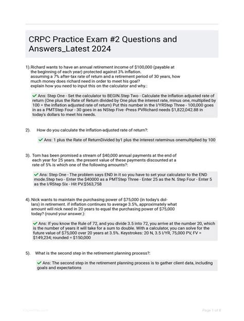 Crpc Practice Exam 2 Questions And Answers Latest 2024