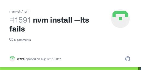 Nvm Install Lts Fails · Issue 1591 · Nvm Shnvm · Github