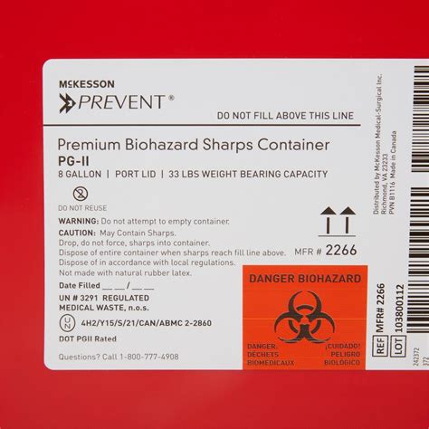 McKesson Prevent Premium Biohazard Sharps Container 8Gallon