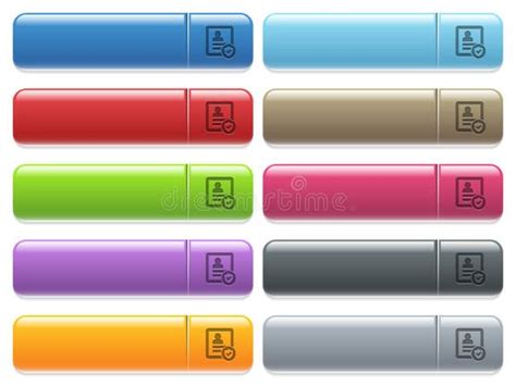 Protected Contact Icons On Color Glossy Rectangular Menu Button Stock Vector Illustration Of