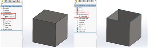 Delete Face And Move Face In SolidWorks Mine Physics