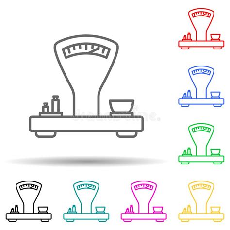 Vintage Scales Multi Color Style Icon Simple Thin Line Outline Vector Of Measuring Instruments