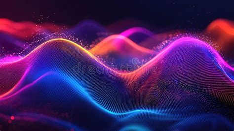 Futuristic Neon Big Data Visualization With Dynamic Glowing Waves Stock Image Image Of Virtual