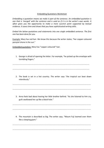 Embedding Quotations Teaching Resources