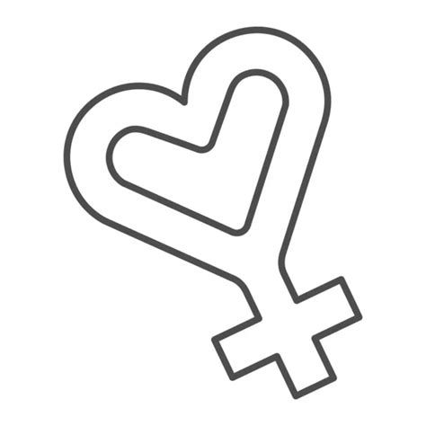 Female Gender Line Icon Heart Shaped Woman Gender Sign Vector