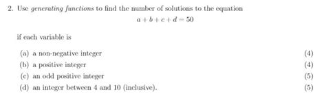 Solved 2 Use Generating Functions To Find The Number Of