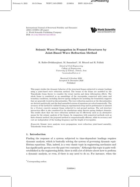 seismic wave propagation in framed structures by joint based wave