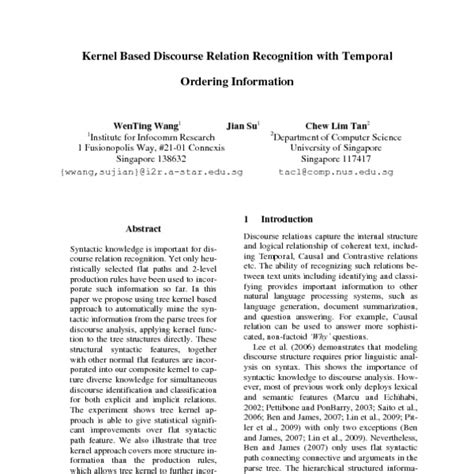 Kernel Based Discourse Relation Recognition With Temporal Ordering Information Acl Anthology