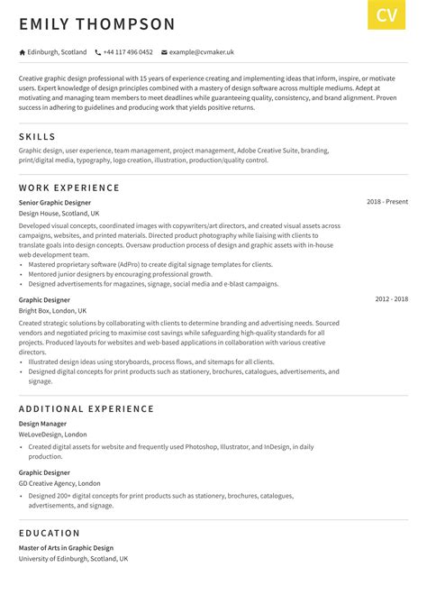 Graphic Designer Cv Example In Template Tips