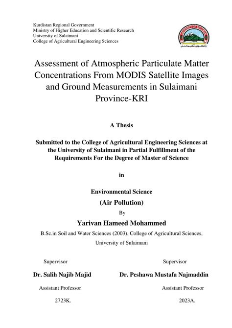 Pdf Assessment Of Atmospheric Particulate Matter Concentrations From