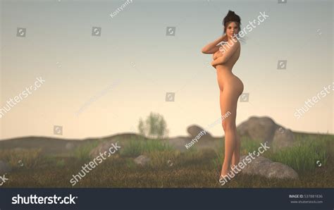3d Illustration Young Naked Woman Outdoor 库存插图 537881836 Shutterstock