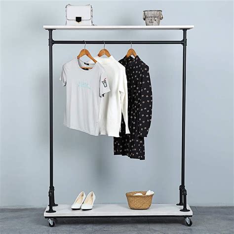 Sujin Industrial Pipe Clothing Rack Wood Clothing Racks On