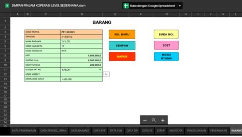 aplikasi koperasi excel