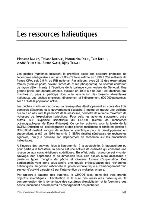 Pdf Les Resources Halieutiques