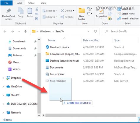 How To Add Dropbox To The ‘send To Context Menu On Windows 10