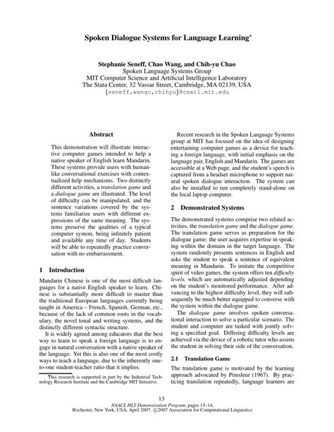 Pdf Spoken Dialogue Systems For Language Learning