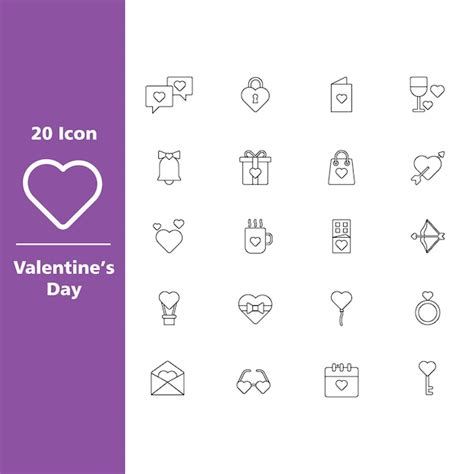 Premium Vector Valentines Day Icon Set Outline Style