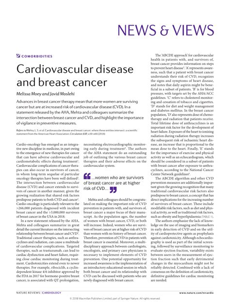 Pdf Comorbidities Cardiovascular Disease And Breast Cancer