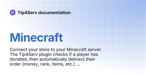Minecraft Tip4serv Documentation