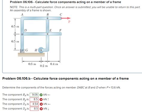 Solved Problem 06 106 Calculate Force Components Acting On Chegg Com