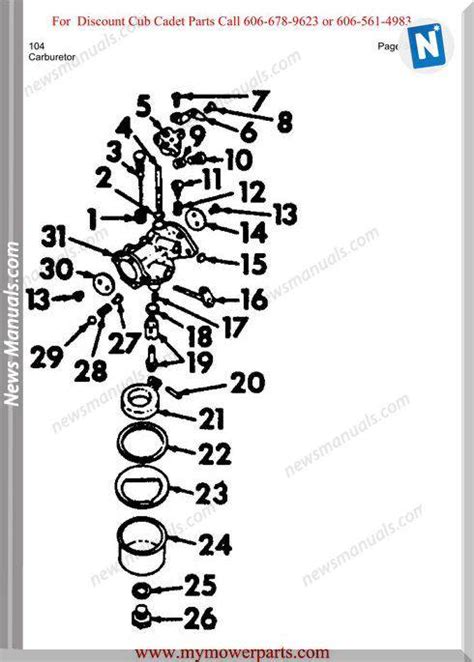 Cub Cadet Parts Manual For Model 104