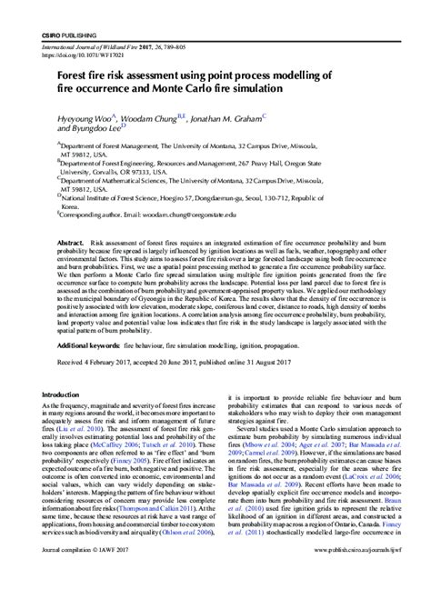 pdf forest fire risk assessment using point process modelling of fire