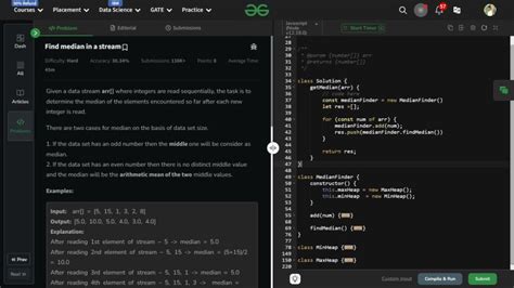 Heap Median Priorityqueue Findmedian Geeksforgeeks Dsa Javascript Naresh Baleboina