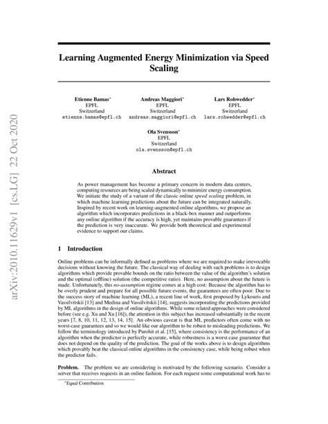 Learning Augmented Energy Minimization Via Speed Scaling Deepai