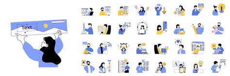 Design Development Concept Set In Flat Design For Web Bundle Situations With People Creating