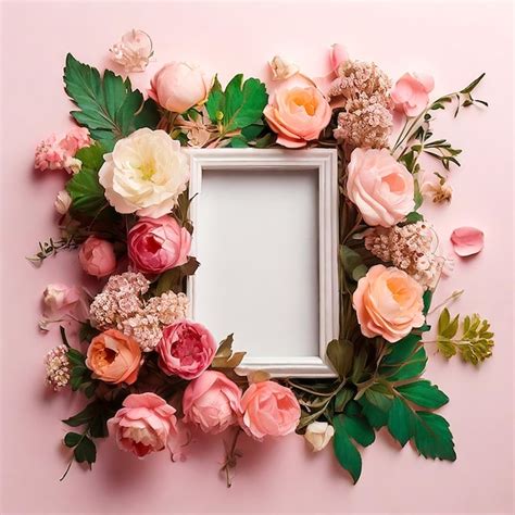 Premium Photo Square Floral Frame With Watercolor Flowers Border And