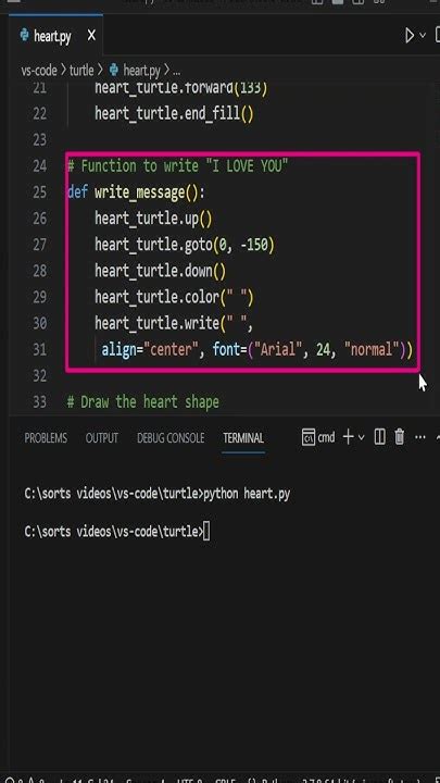 Amazing Python Turtle ️ Shape And I Love You Shorts Python3 Python Pythonturtle Youtube