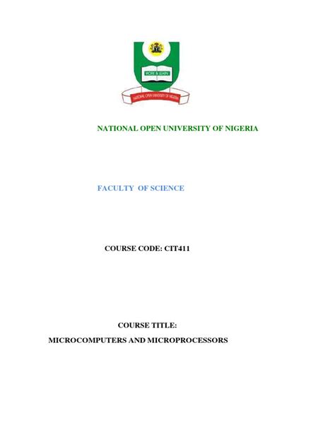 Cit 411 Microcomputers And Microprocessors Pdf Central Processing