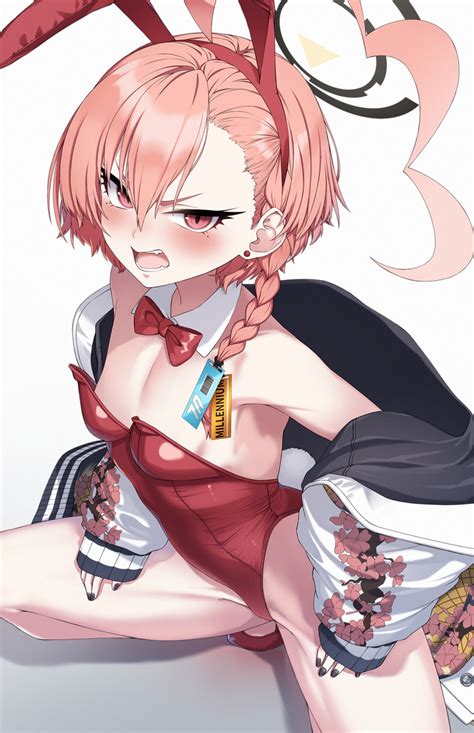 Mku Neru Blue Archive Neru Bunny Blue Archive Blue Archive Highres 1girl Ahoge