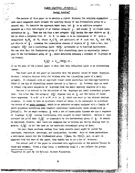 Pdf Higher Algebraic K Theory I