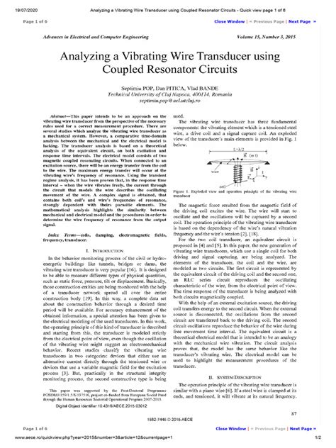 analyzing a vibrating wire transducer using coupled resonator circuits