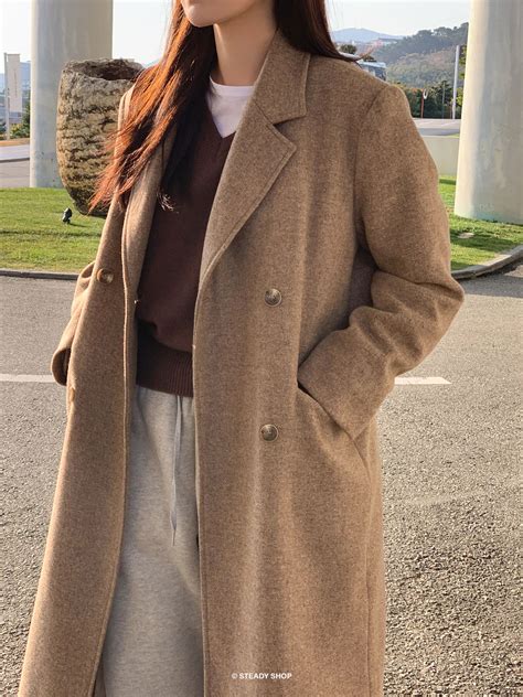 스테디 신상할인10 3온스누빔하객룩 주리 더블코트 롱코트 코트 2colors
