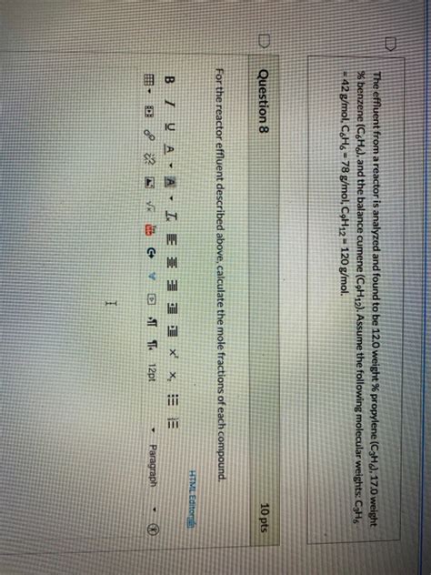 Solved The Effluent From A Reactor Is Analyzed And Found To