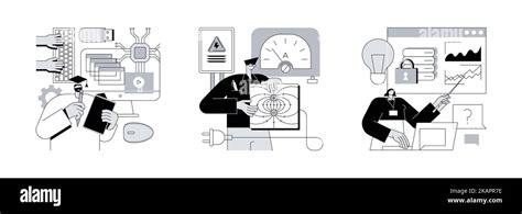 Scientific Research Abstract Concept Vector Illustration Set