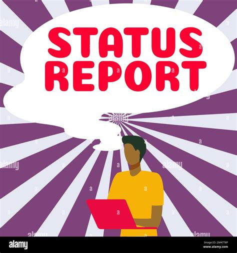 Text Sign Showing Status Report Word Written On Update Summary Of Situations As Of A Period Of