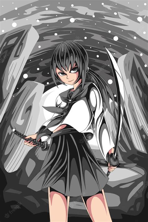 Premium Vector Samurai Anime Girl Illustration