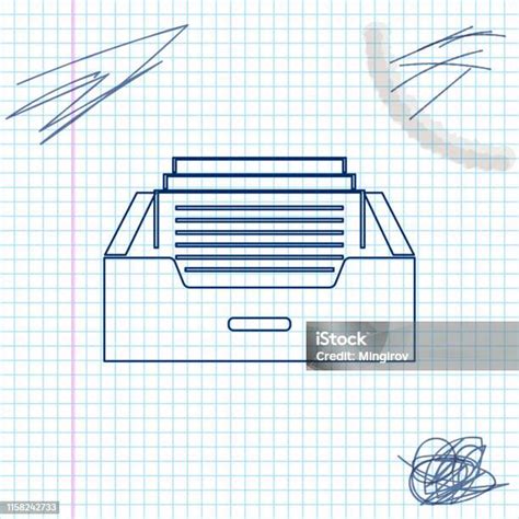 흰색 배경에 격리 된 문서 라인 스케치 아이콘서랍 아카이브 용지 서랍 파일 캐비닛 서랍 사무용 가구 벡터 일러스트레이션 가구에 대한 스톡 벡터 아트 및 기타 이미지 Istock