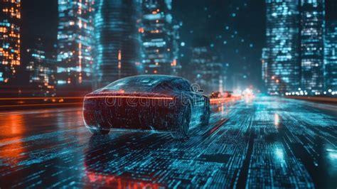 Artificial Intelligence Analyzing Road Data Futuristic Tech In Autonomous Vehicle Robotic Cars